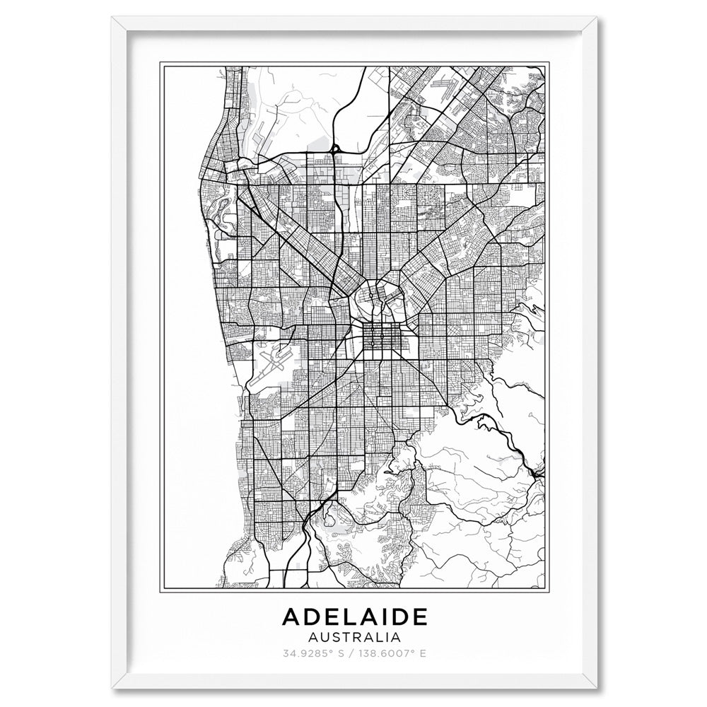 Adelaide City Map Poster. Minimal Street Map Print – Print and Proper®