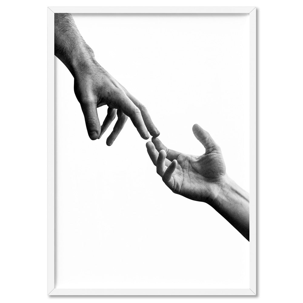 Hands Reaching Out Wall Art Print. Black & White Poster. – Print and ...