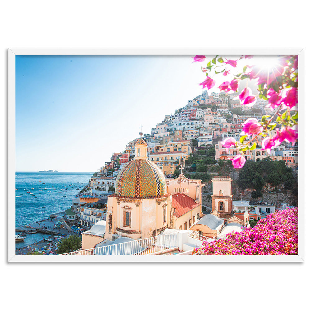 Amalfi Coast Italy Print. Pastel Positano Sunset Church Art – Print and ...